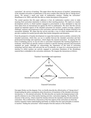 Conversations with the Mathematics Curriculum: Testing and Teacher ...
