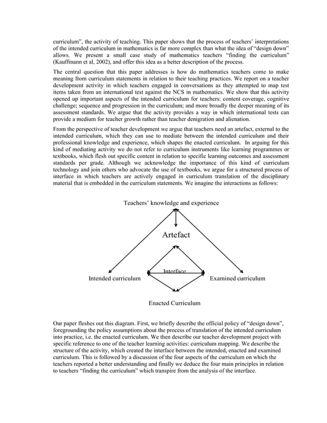 Conversations with the Mathematics Curriculum: Testing and Teacher ...