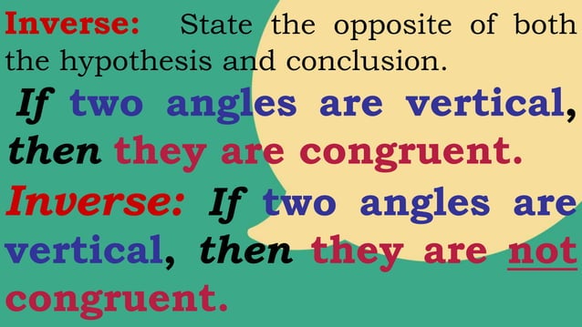 CONVERSE inverse contrapositive statement | PPTX