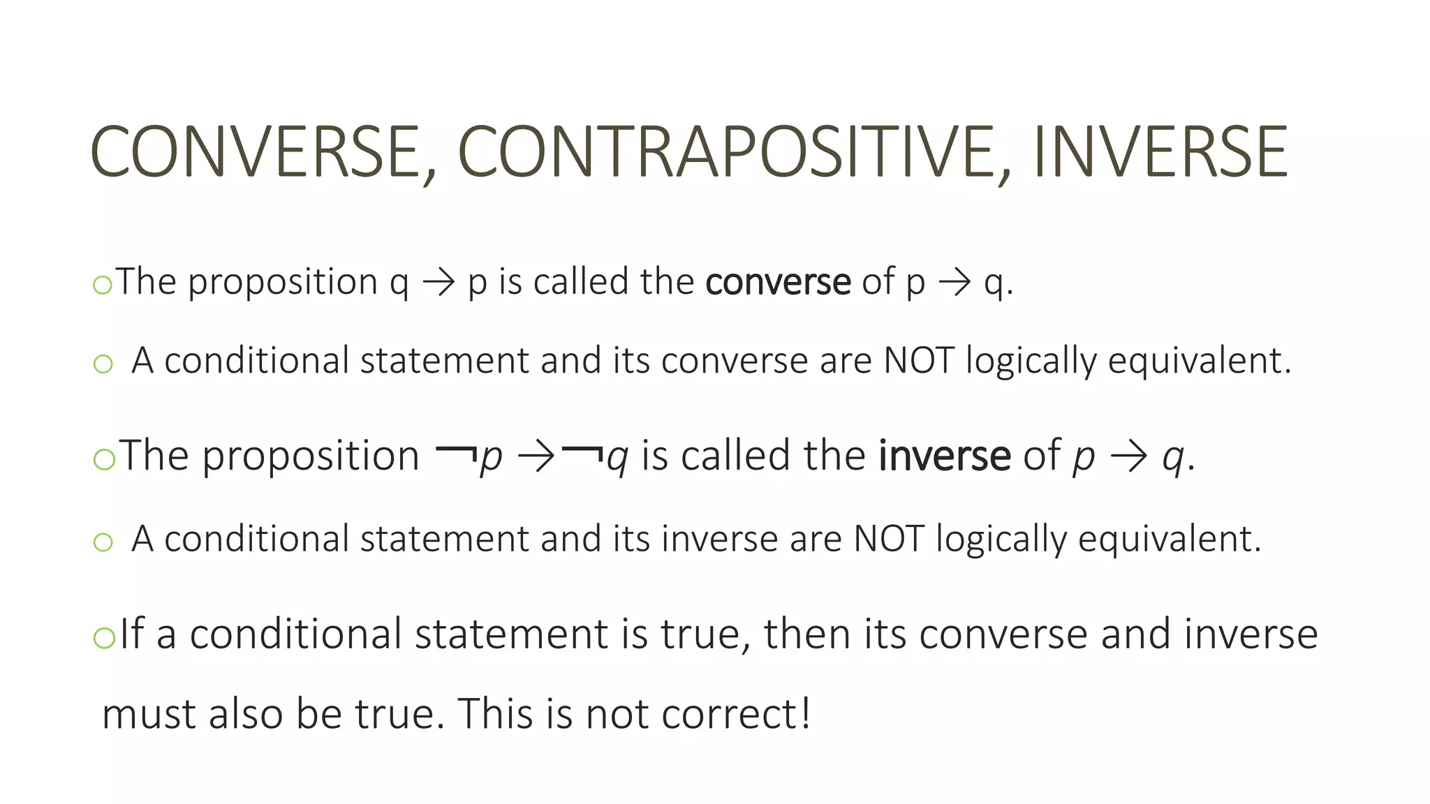 Converse, contrapositive, inverse | PPTX