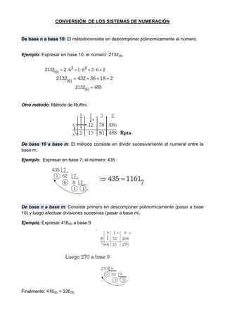 Conversión de los sistemas de numeración | DOCX