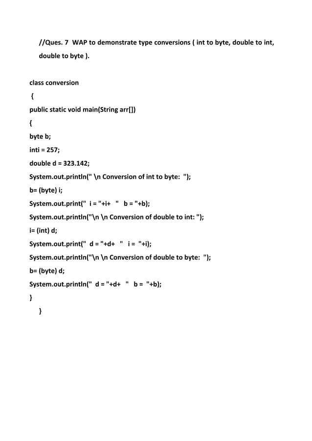 Conversion of data types in java | DOCX
