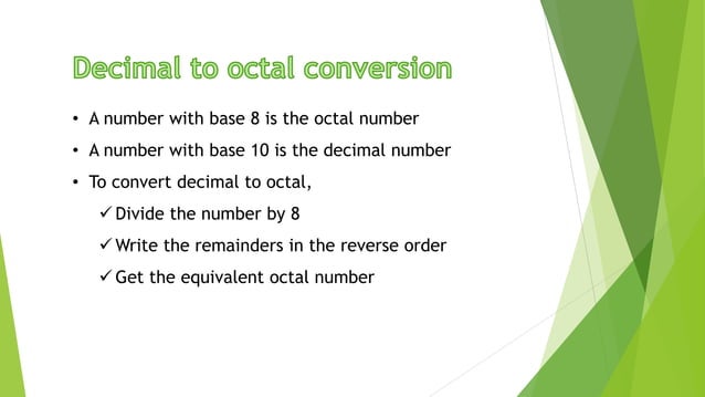 Decimal to Octal and Octal to Decimal Conversion | PPTX | Computing | Technology & Computing