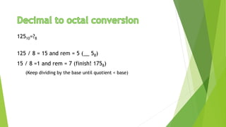 Decimal to Octal and Octal to Decimal Conversion | PPTX