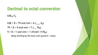 Decimal to Octal and Octal to Decimal Conversion | PPTX