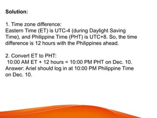 Grade 11 General Mathematics - CONVERSION-CURRENCY-AND-TIME-ZONES | PPT