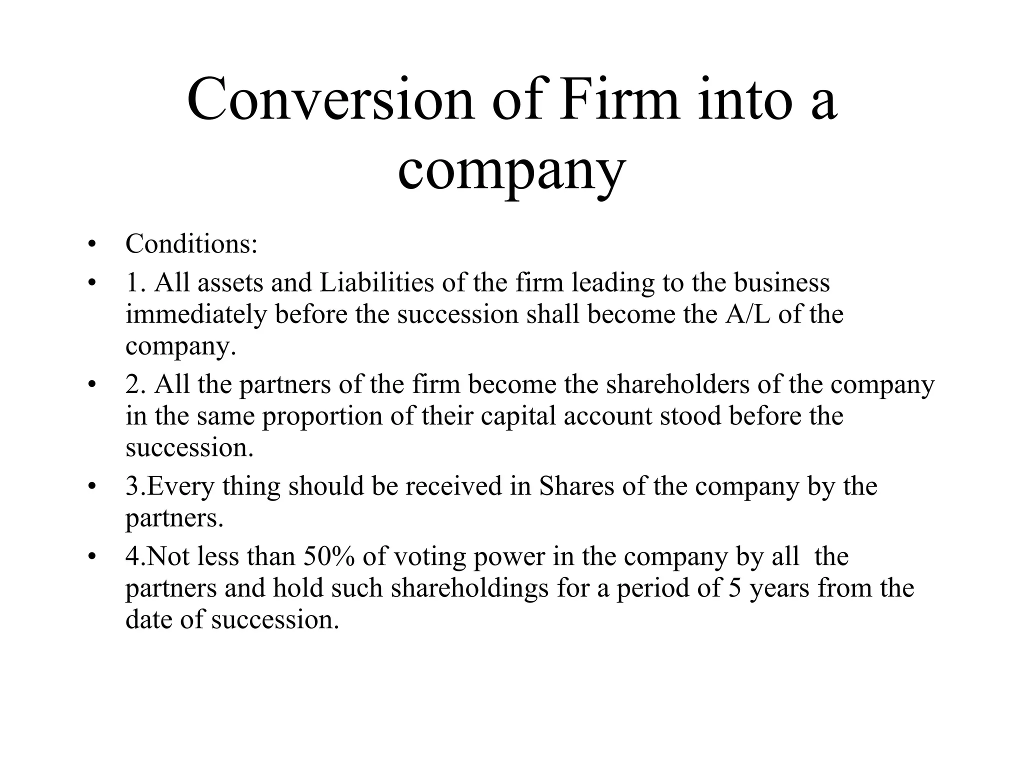 Conversion of sole proprietorship into a company | PPT
