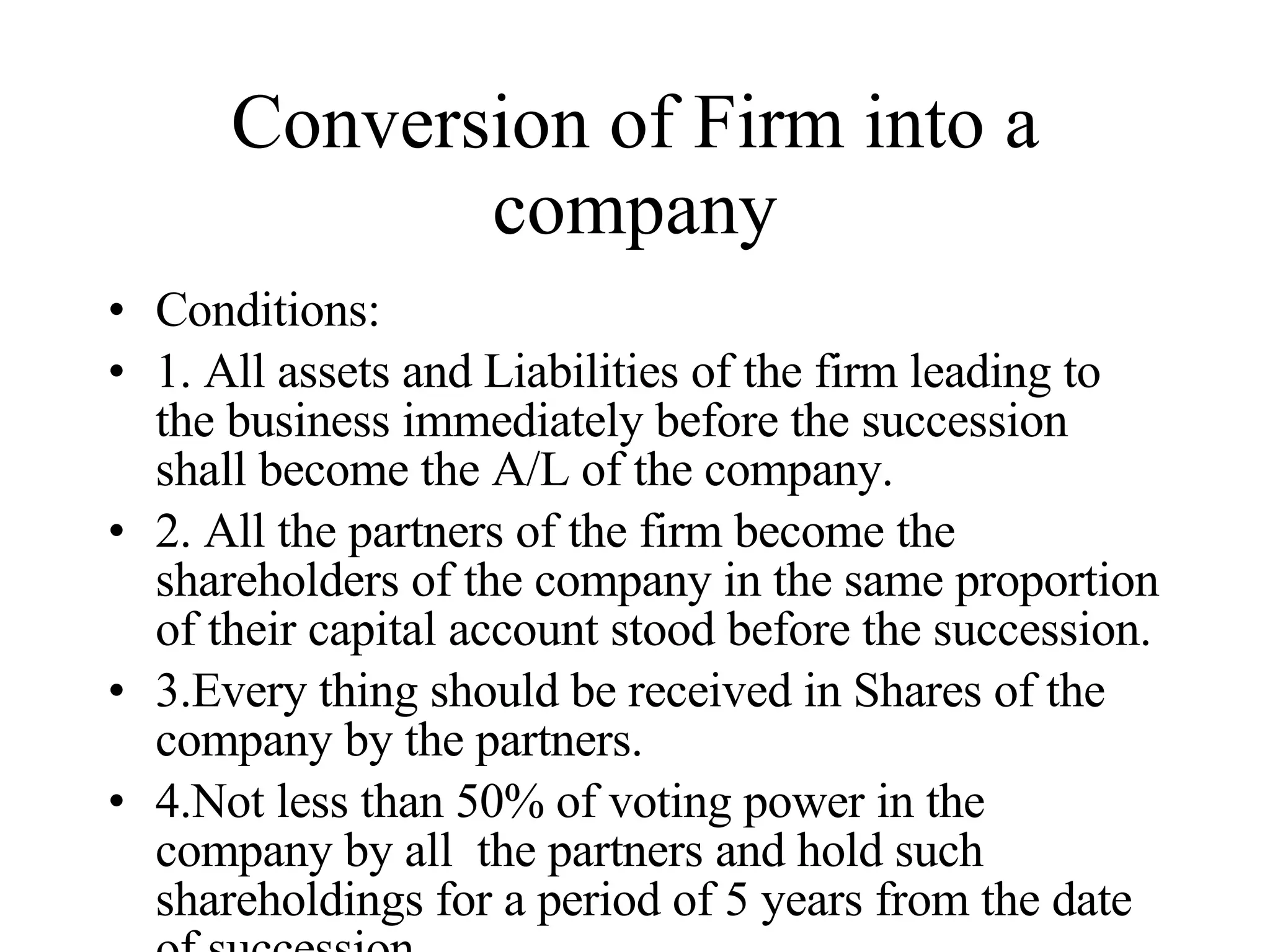 Conversion Of Sole Proprietorship Into A Company | PPT
