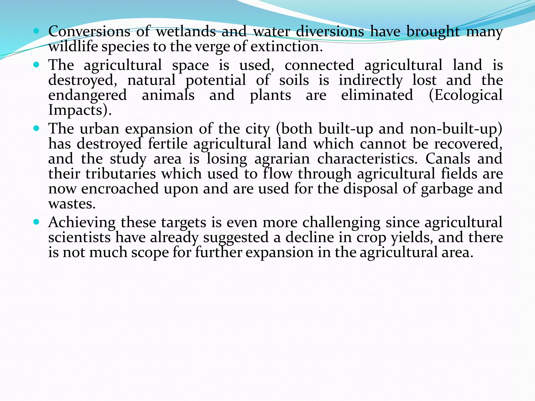 Environment impact assessment conversion agricultural to commercial ...