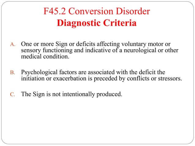 Conversion and dissoociative disorder.pptx | Brain and Nervous System ...