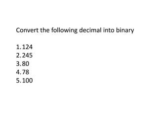 Conversion binary to decimal | PPT