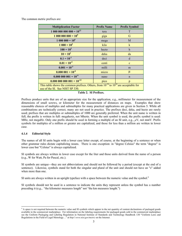The International System of Units (SI) - Conversion Table | PDF