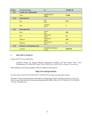 The International System of Units (SI) - Conversion Table | PDF