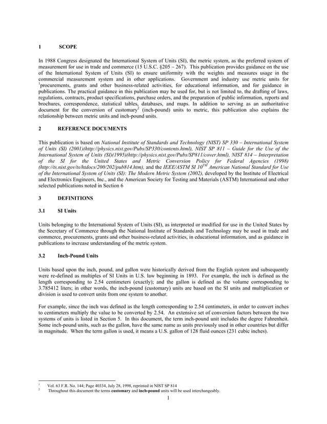 The International System of Units (SI) - Conversion Table | PDF