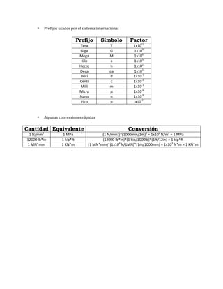 Conversion de unidades | PDF
