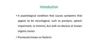 Conversion Disorder in Mental Health Care | PPTX | Brain and Nervous ...