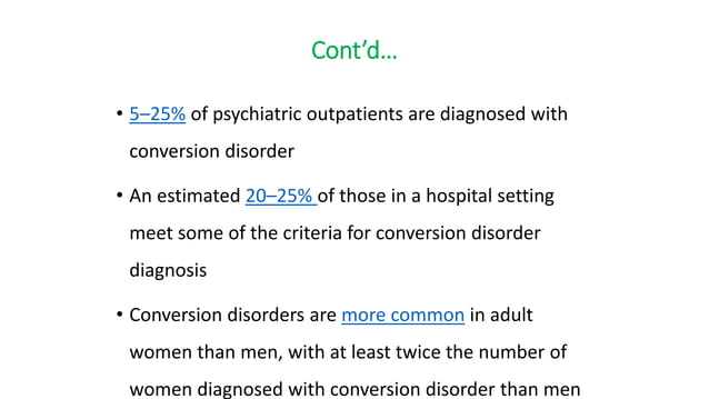 Conversion Disorder in Mental Health Care | PPTX | Brain and Nervous ...