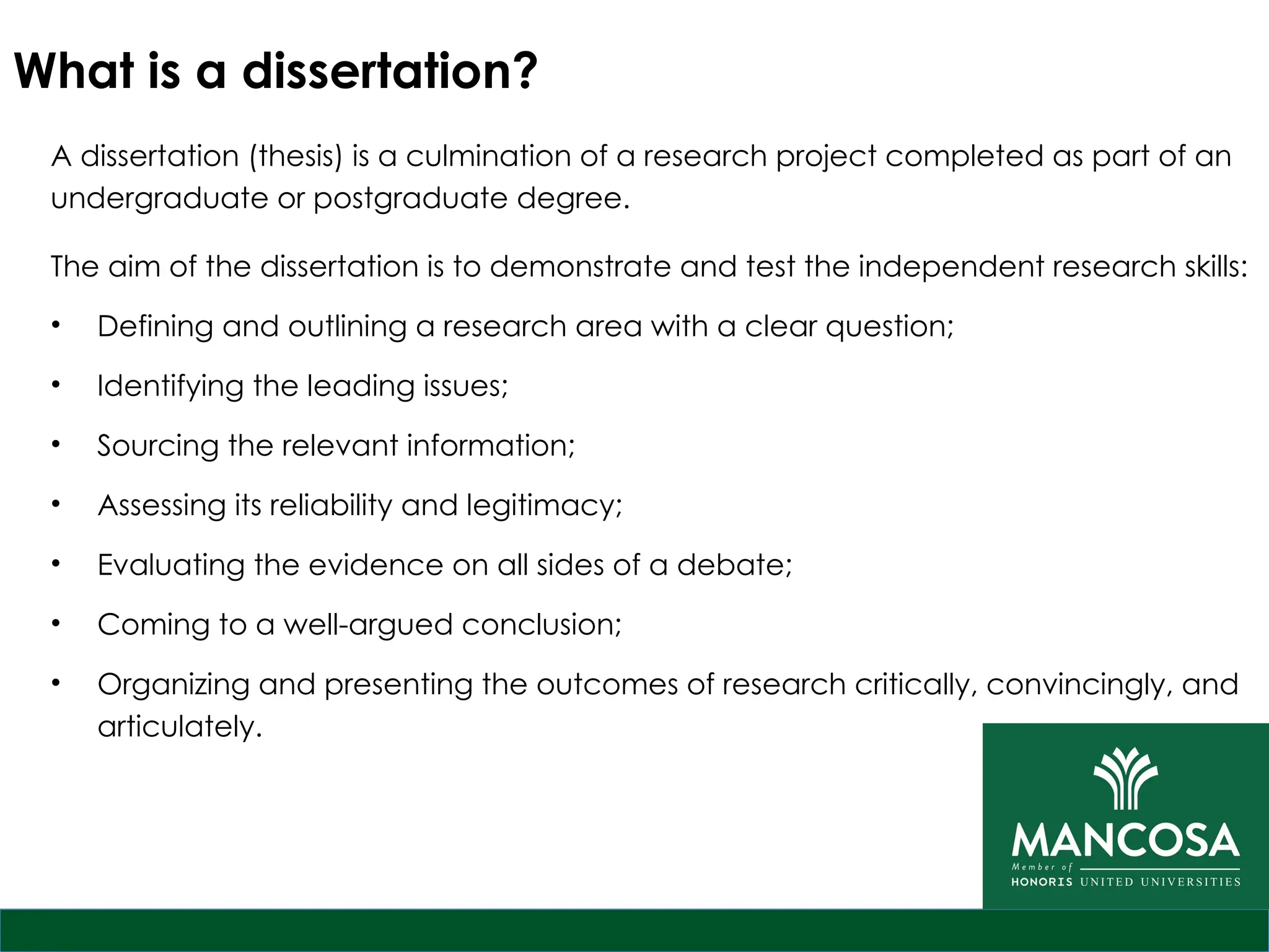 Conversion of Postgraduate Dissertation to Journal Article | PPT