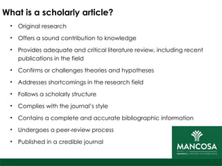 Conversion of Postgraduate Dissertation to Journal Article | PPT