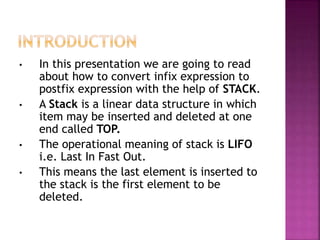 Infix-Postfix expression conversion | PPTX