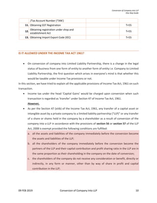 Conversion of Company into LLP | PDF
