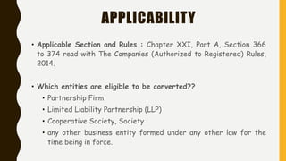 Conversion of Firm/LLP to Company | PPTX