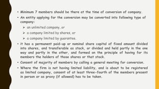 Conversion of Firm/LLP to Company | PPTX