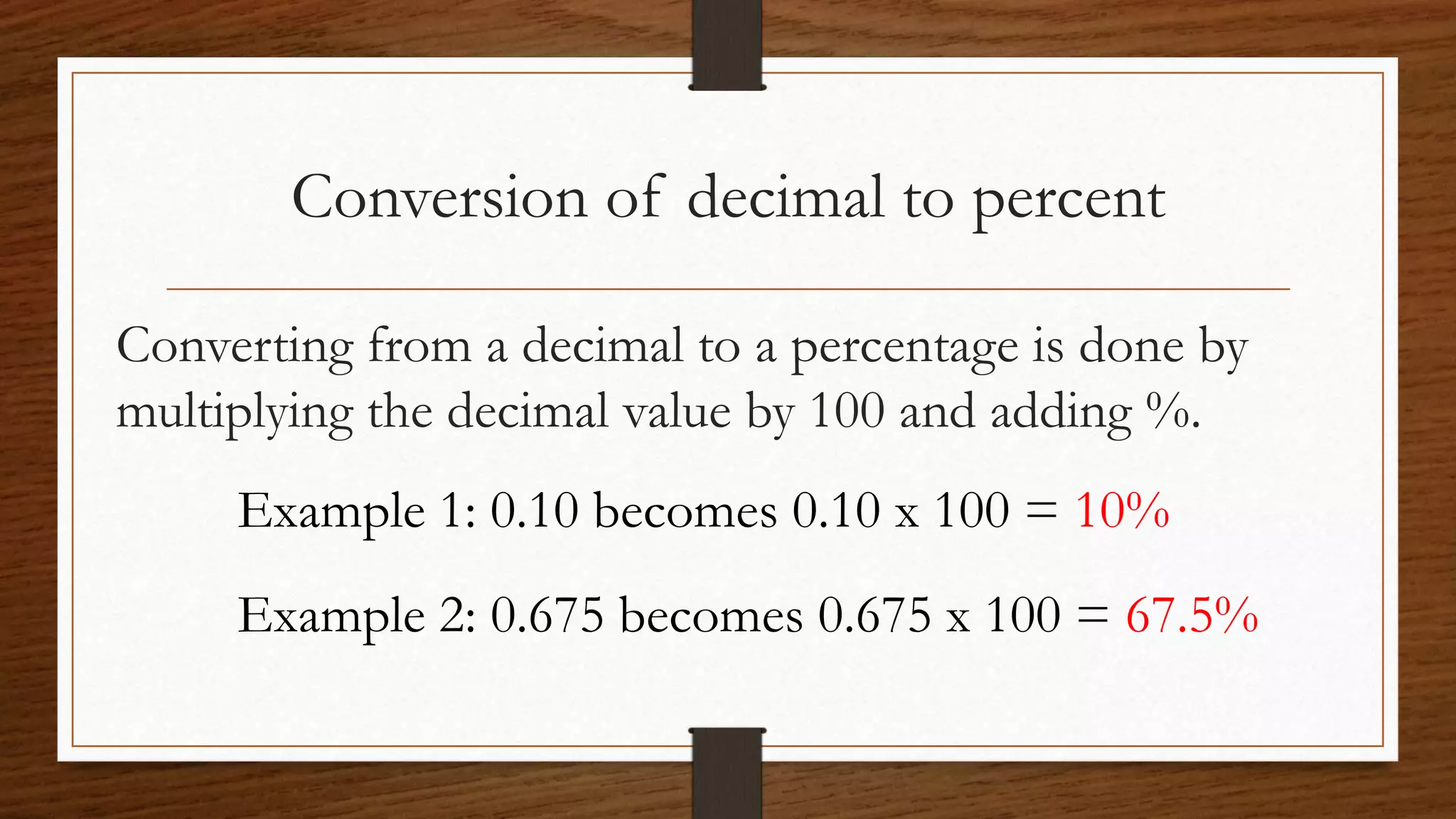 Conversion of fraction, decimal and percentage | PPTX