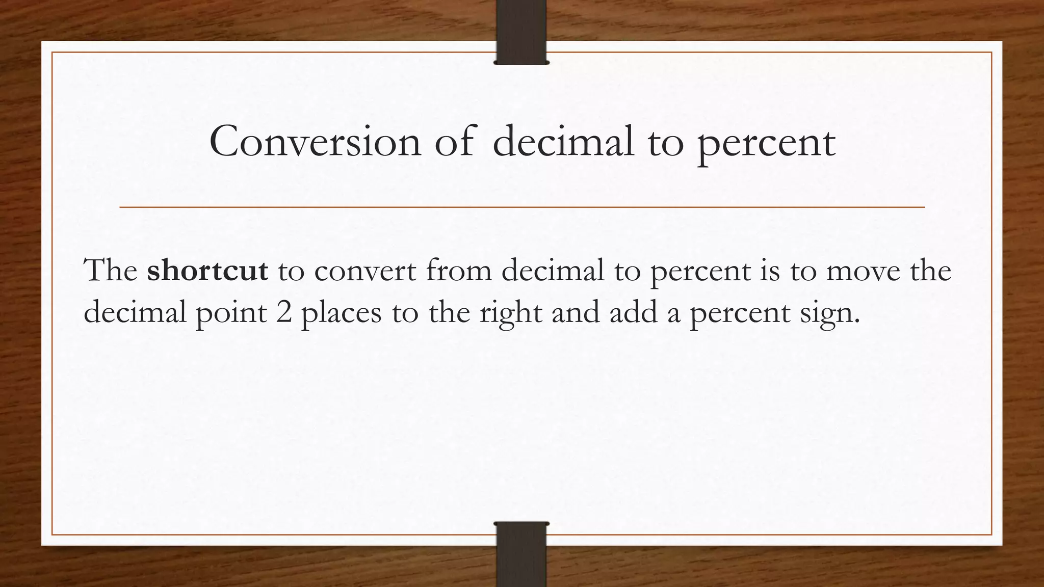 Conversion of fraction, decimal and percentage | PPTX