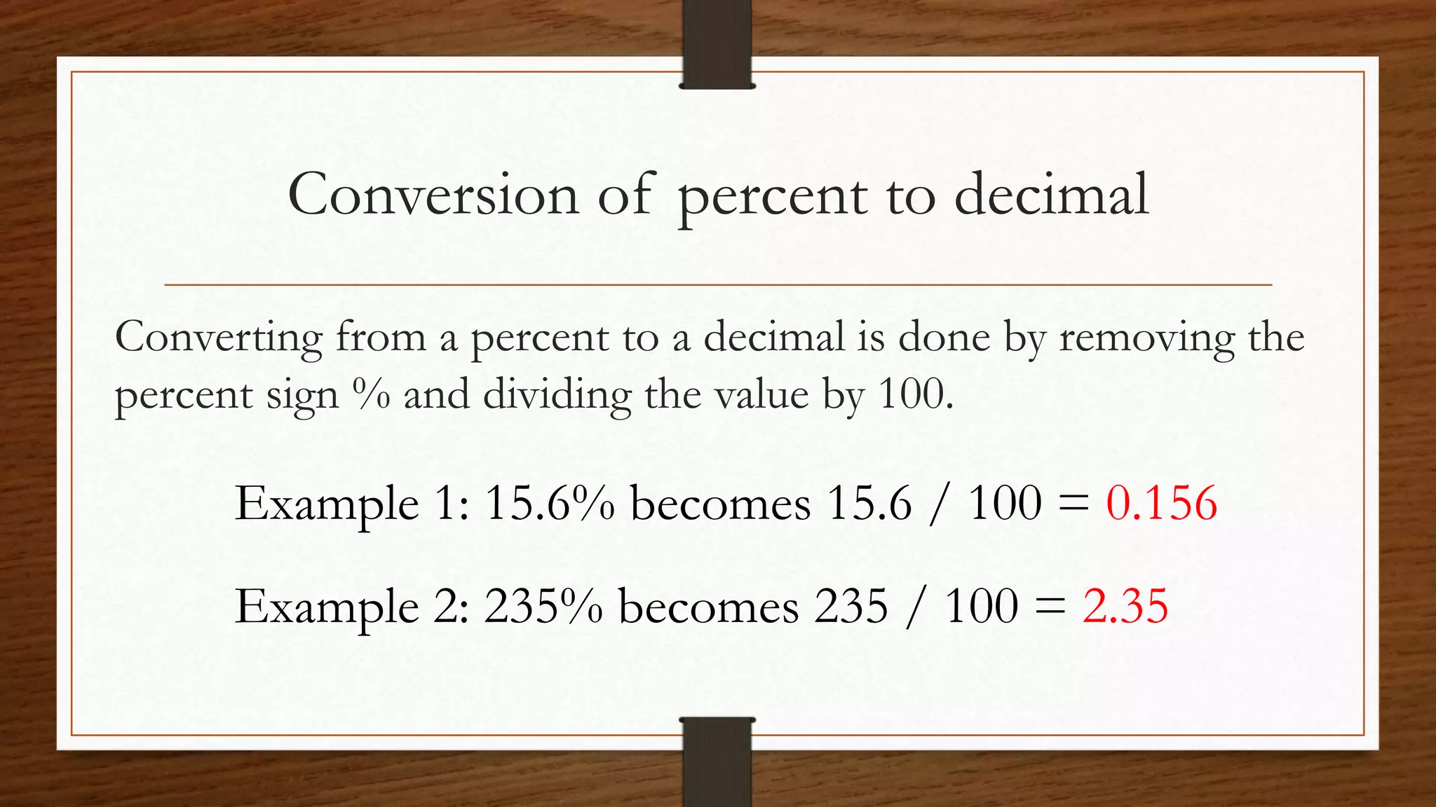 Conversion of fraction, decimal and percentage | PPTX