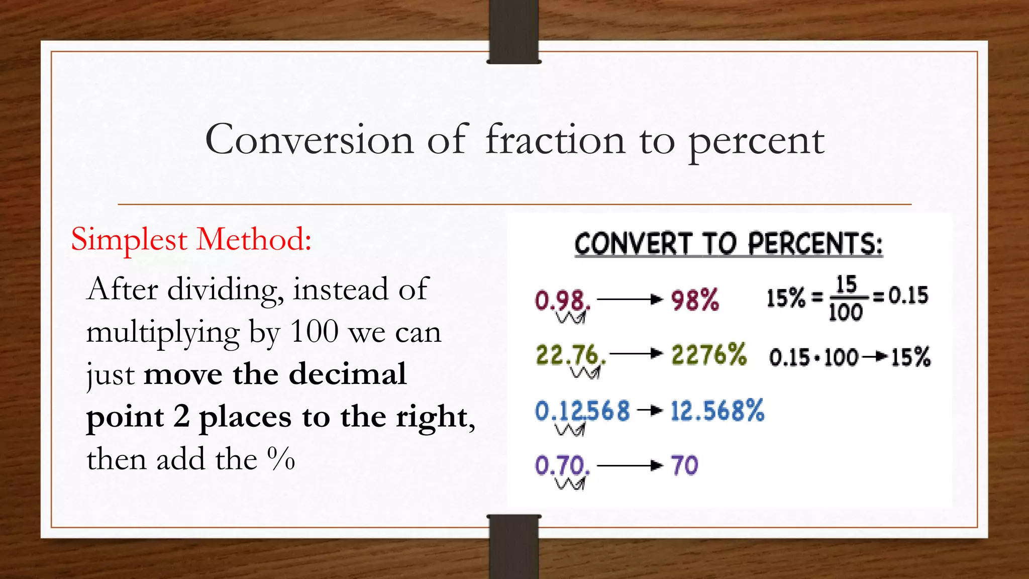 Conversion of fraction, decimal and percentage | PPTX
