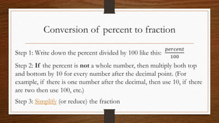 Conversion of fraction, decimal and percentage | PPTX
