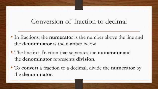 Conversion of fraction, decimal and percentage | PPTX | Science