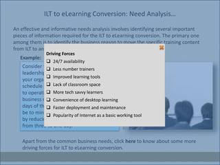 Conversion of an ILT into eLearning | PPTX