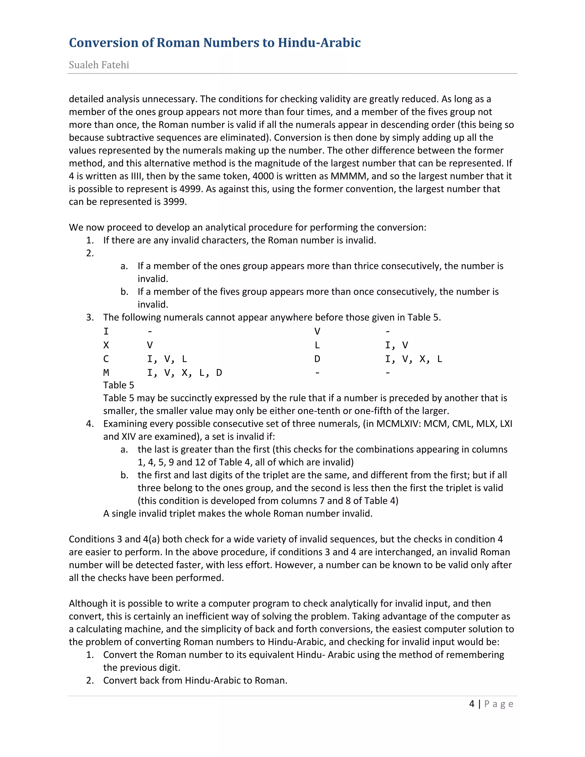 Conversion of Roman Numbers to Hindu-Arabic | DOCX