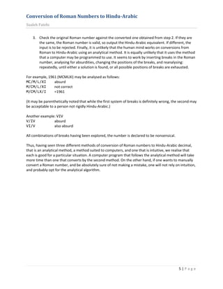 Conversion of Roman Numbers to Hindu-Arabic | DOCX