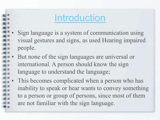 Conversion of sign language to speech using kinect | PPT