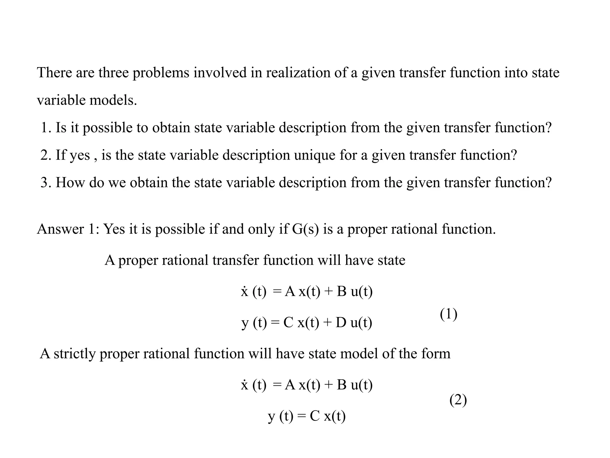 Conversion of transfer function to canonical state variable models | PPTX