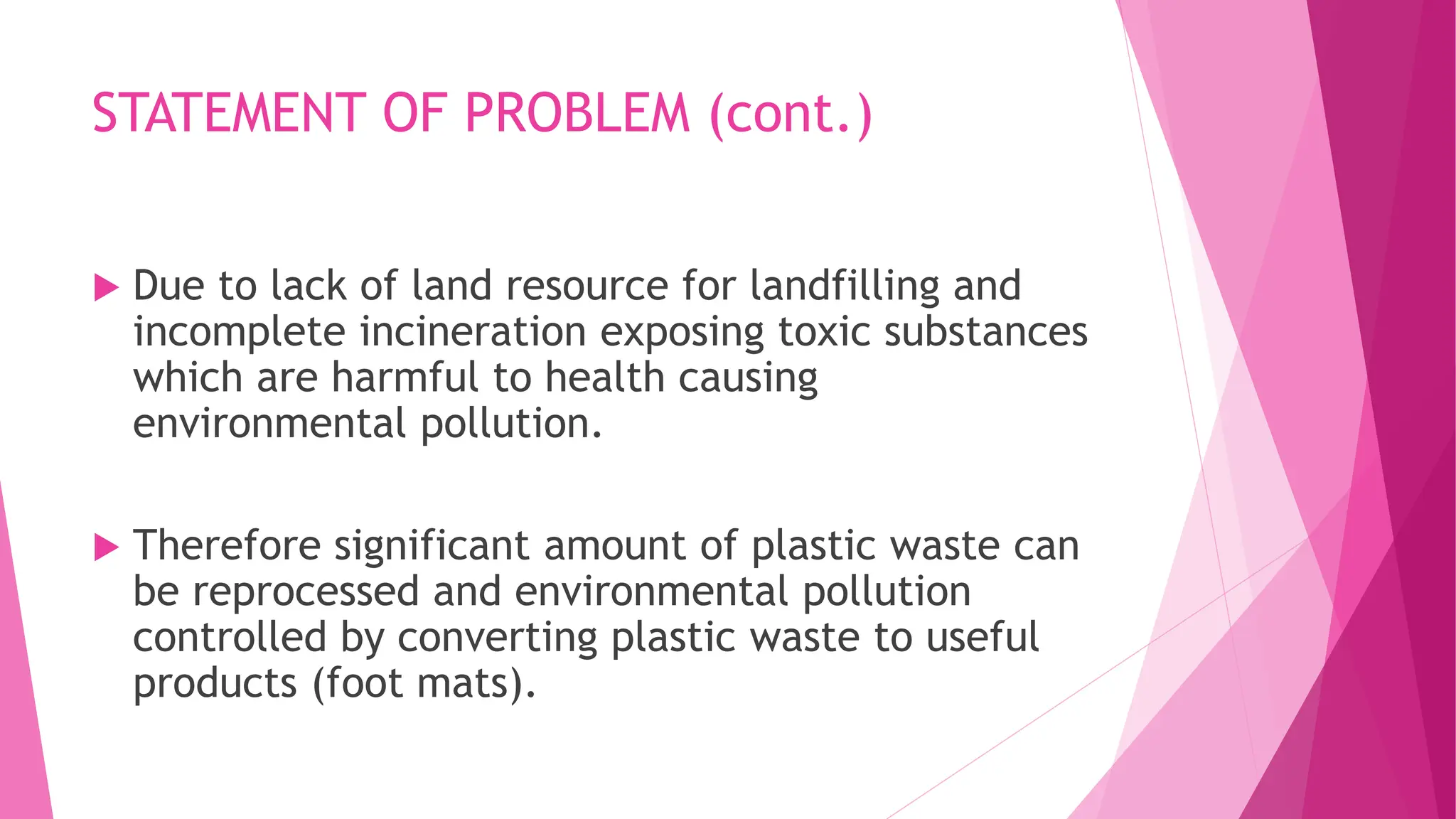 CONVERSION OF WASTE PLASTIC TO FOOTMATS.pptx