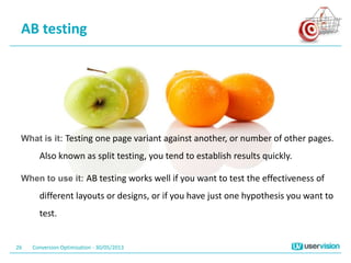 Conversion Rate Optimisation and the art of Testing | PPT