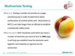 Conversion Rate Optimisation and the art of Testing | PPT