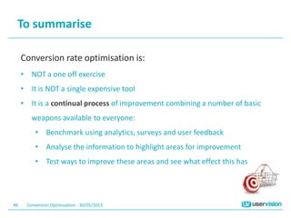 Conversion Rate Optimisation and the art of Testing | PPT
