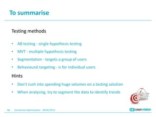 Conversion Rate Optimisation and the art of Testing | PPT