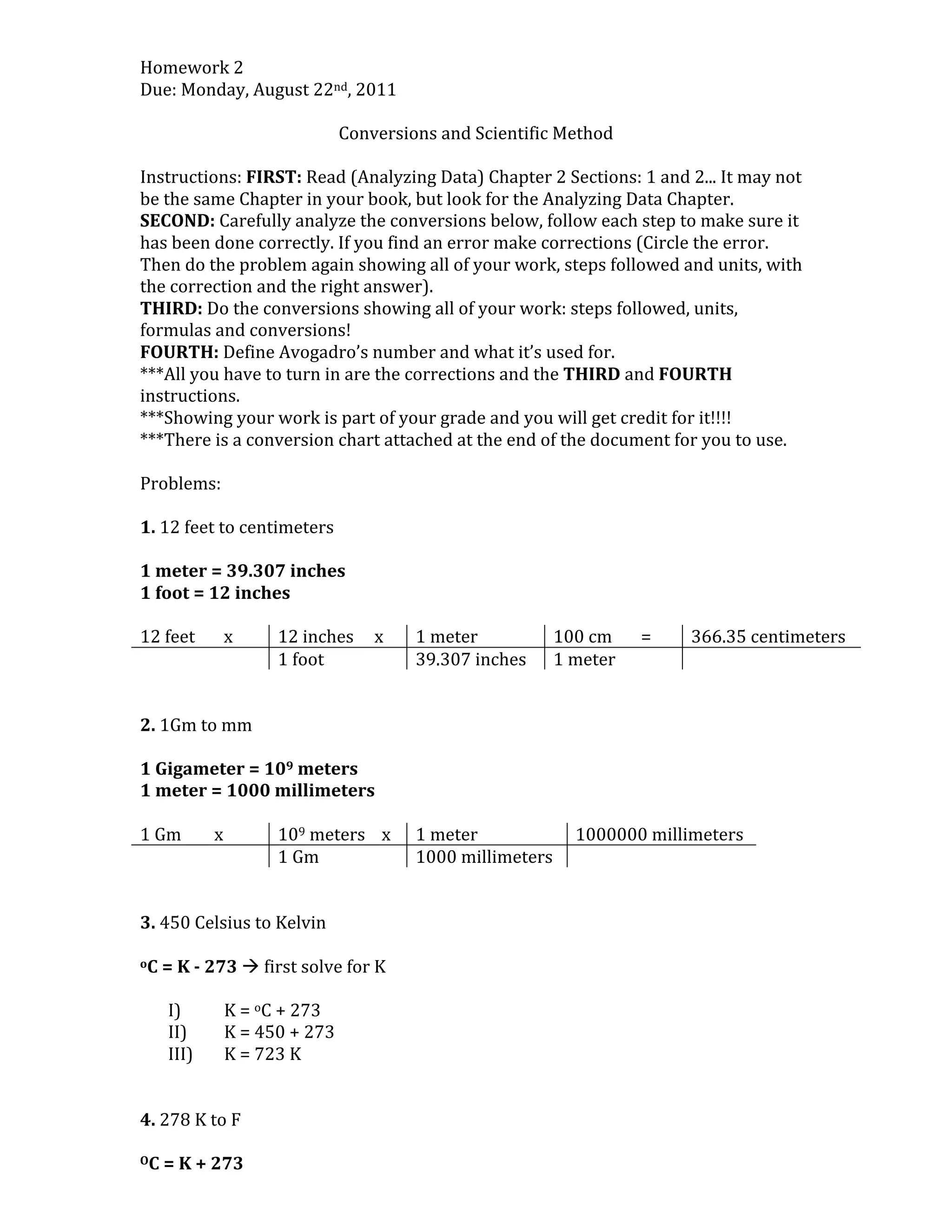 Conversions homework 2 | PDF