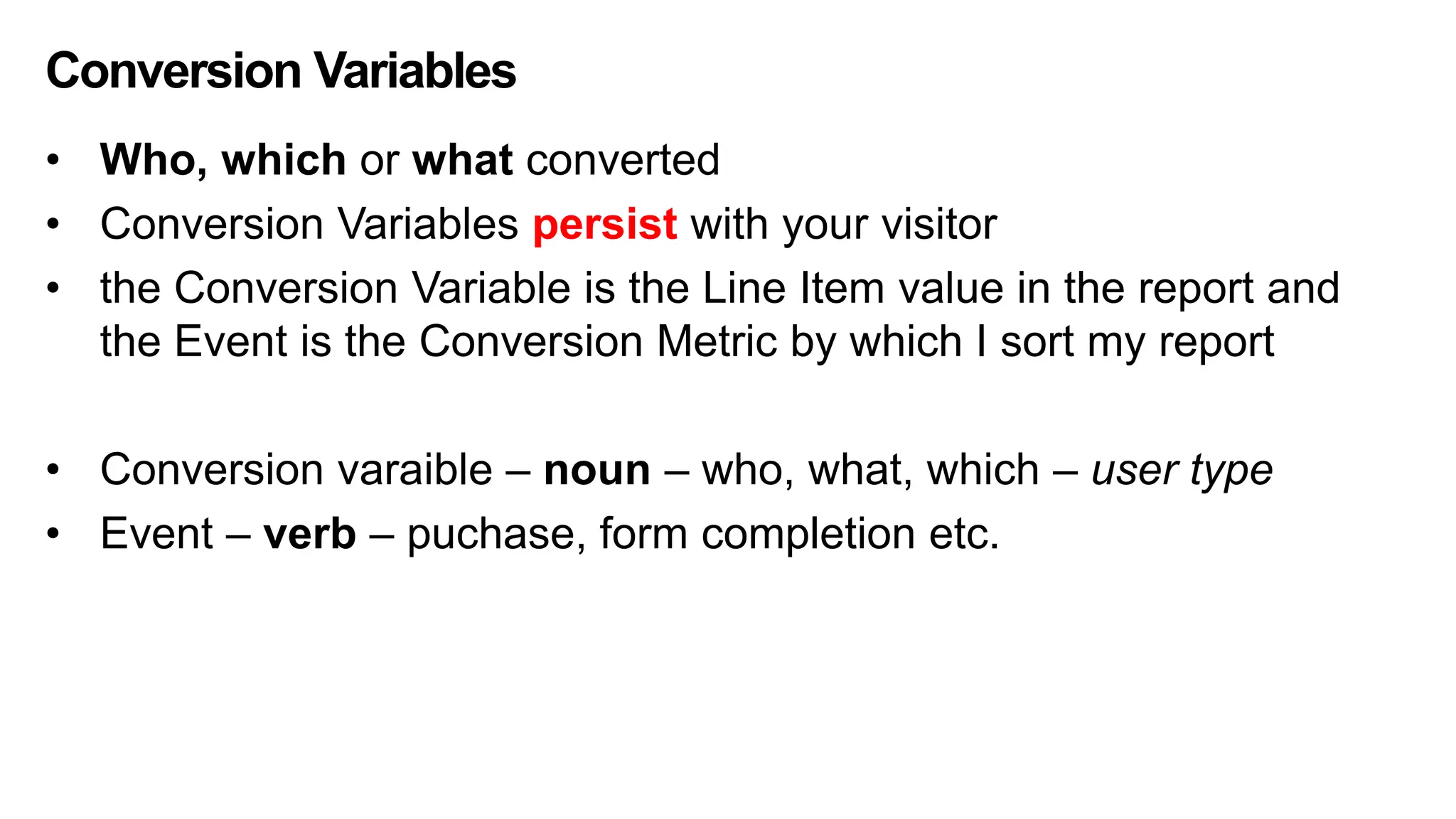 Learn Adobe analytics basics - Conversion variables | PDF