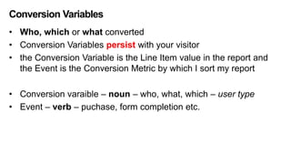 Learn Adobe analytics basics - Conversion variables | PDF
