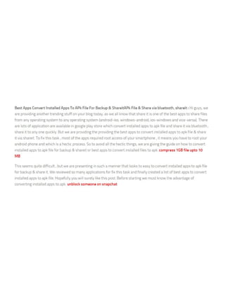 How To convert Installed Apps to APK file | PDF | Smartphones ...