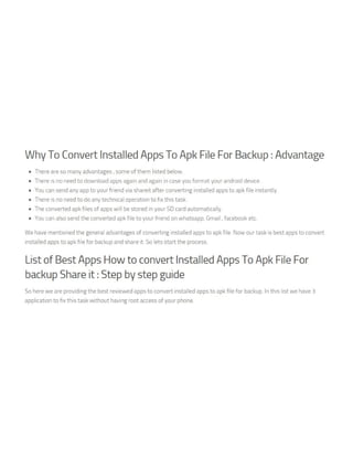 How To convert Installed Apps to APK file | PDF | Smartphones ...