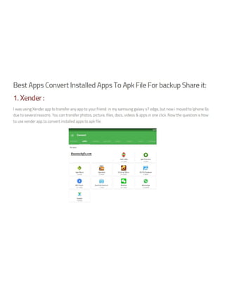 How To convert Installed Apps to APK file | PDF | Smartphones ...