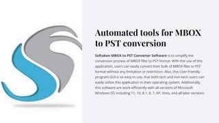Convert MBOX files to Outlook PST format | PDF